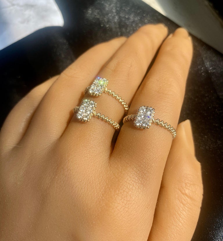 Rectangle Diamond Ring, Solid Gold Stackable Ring, Natural Diamond ...