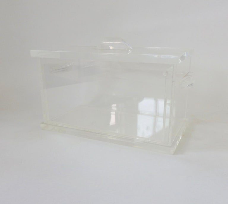Rectangle form Lidded Lucite Ice Bucket For Sale at 1stDibs