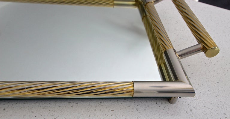 Rectangle Gold Metal Serving Tray For Sale at 1stDibs