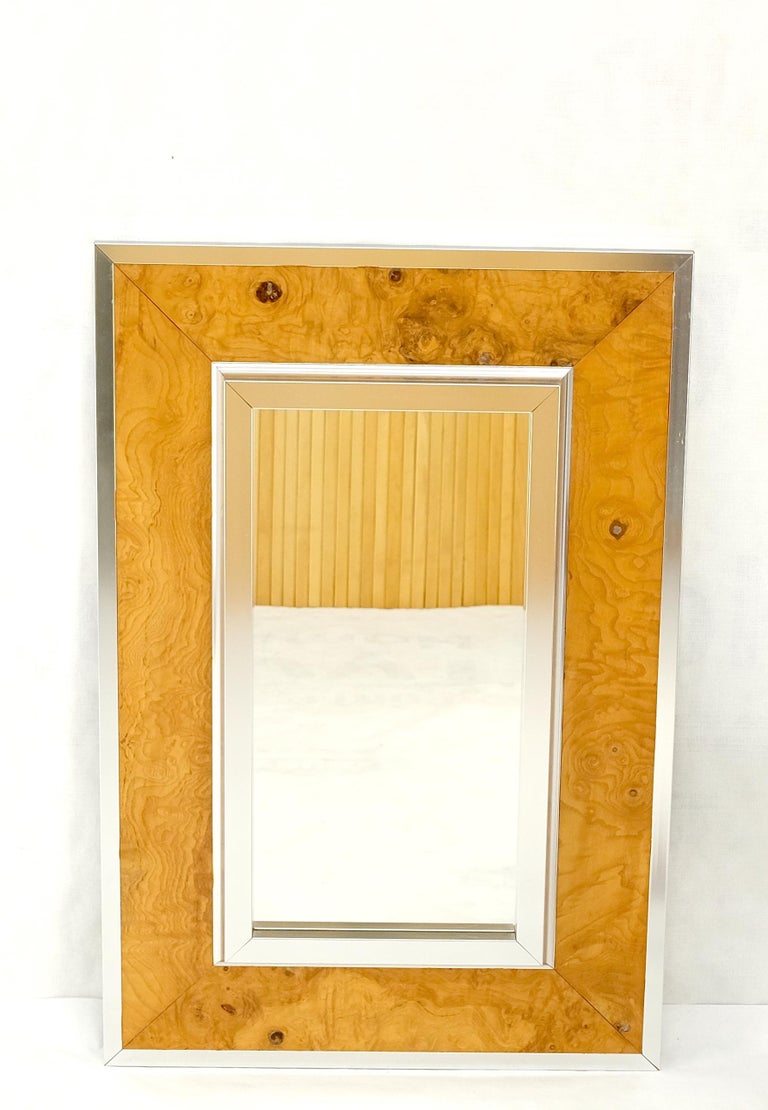 Rectangle Mid-Century Modern Burl Wood and Aluminum Mirror by Greg ...