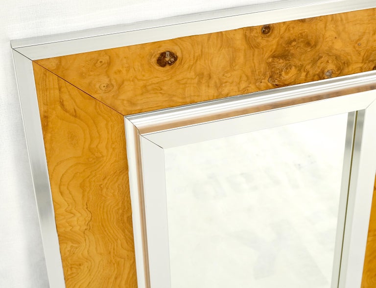 Rectangle Mid-Century Modern Burl Wood and Aluminum Mirror by Greg ...