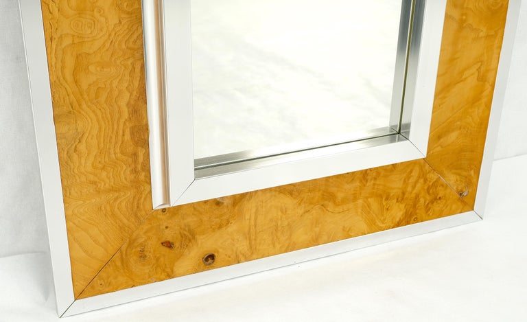 Rectangle Mid-Century Modern Burl Wood and Aluminum Mirror by Greg ...