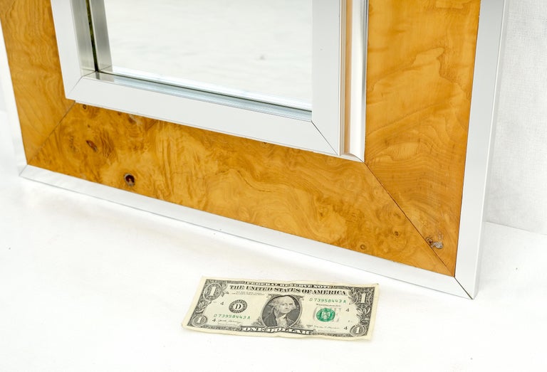 Rectangle Mid-Century Modern Burl Wood and Aluminum Mirror by Greg ...