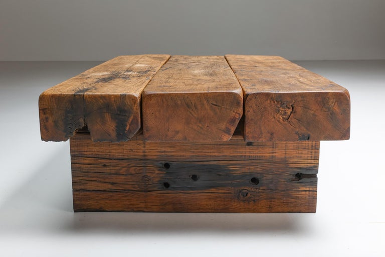 Rectangle Rustic Wood Coffee Table, France, Wabi-Sabi Insp, 1950's at ...