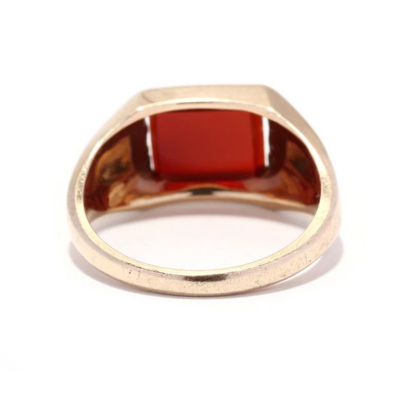 Rectangle Signet Ring, 10K Yellow Gold, Ring, Gent's Pinky Signet For ...