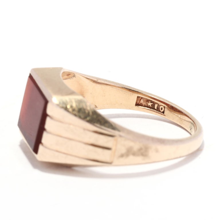 Rectangle Signet Ring, 10K Yellow Gold, Ring, Gent's Pinky Signet For ...