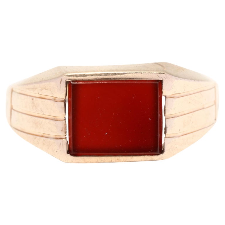 Rectangle Signet Ring, 10K Yellow Gold, Ring, Gent's Pinky Signet For ...