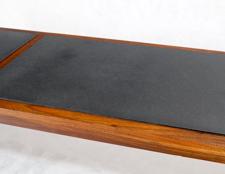 Rectangle Solid Oiled Walnut Frame Slate Top Mid-Century Modern Coffee ...