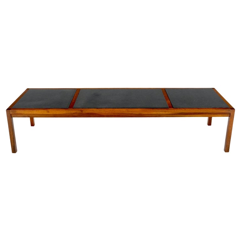 Rectangle Solid Oiled Walnut Frame Slate Top Mid-Century Modern Coffee ...