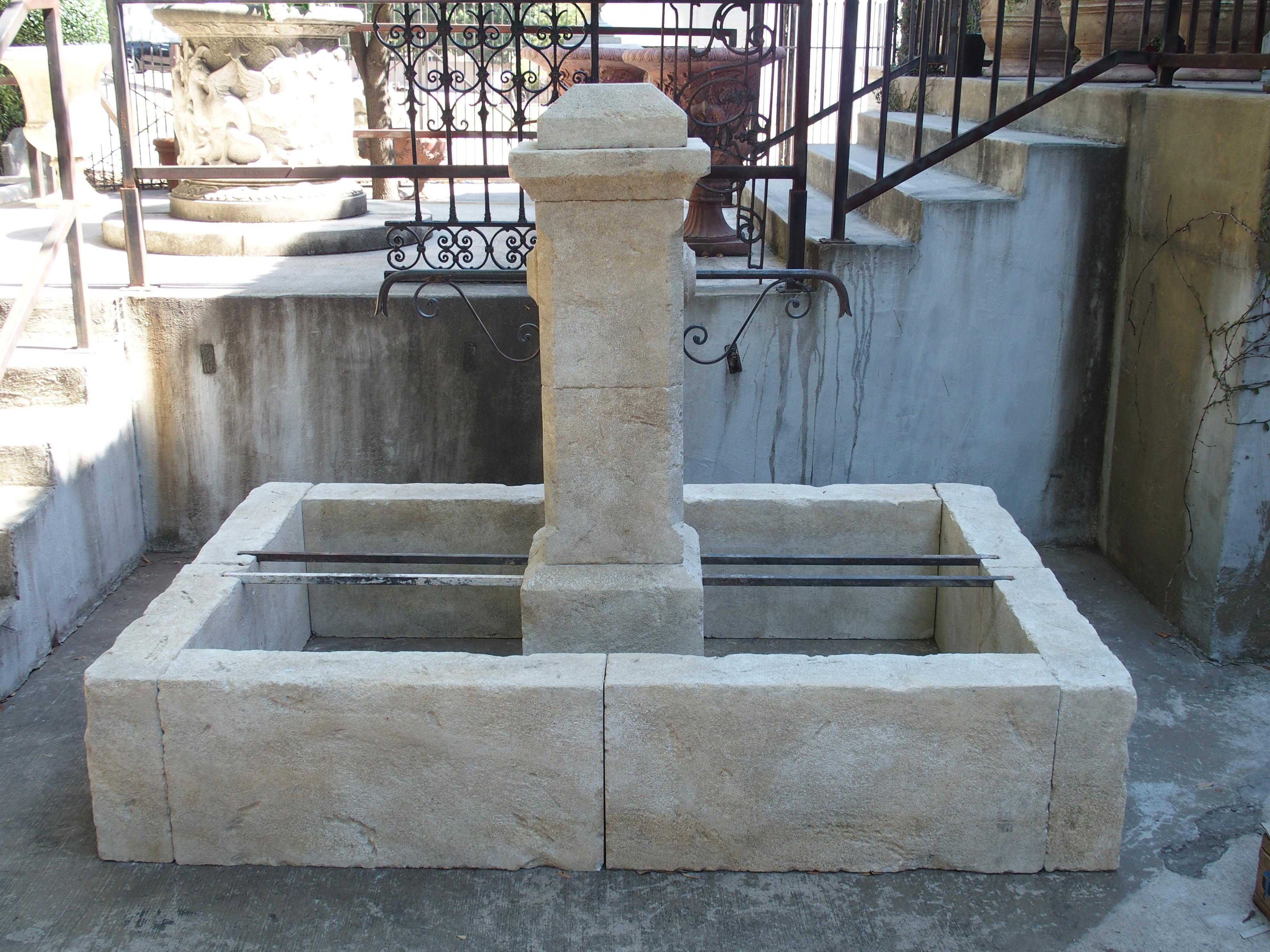 Rectangular 2-Spout Limestone Center Fountain from Provence at 1stDibs