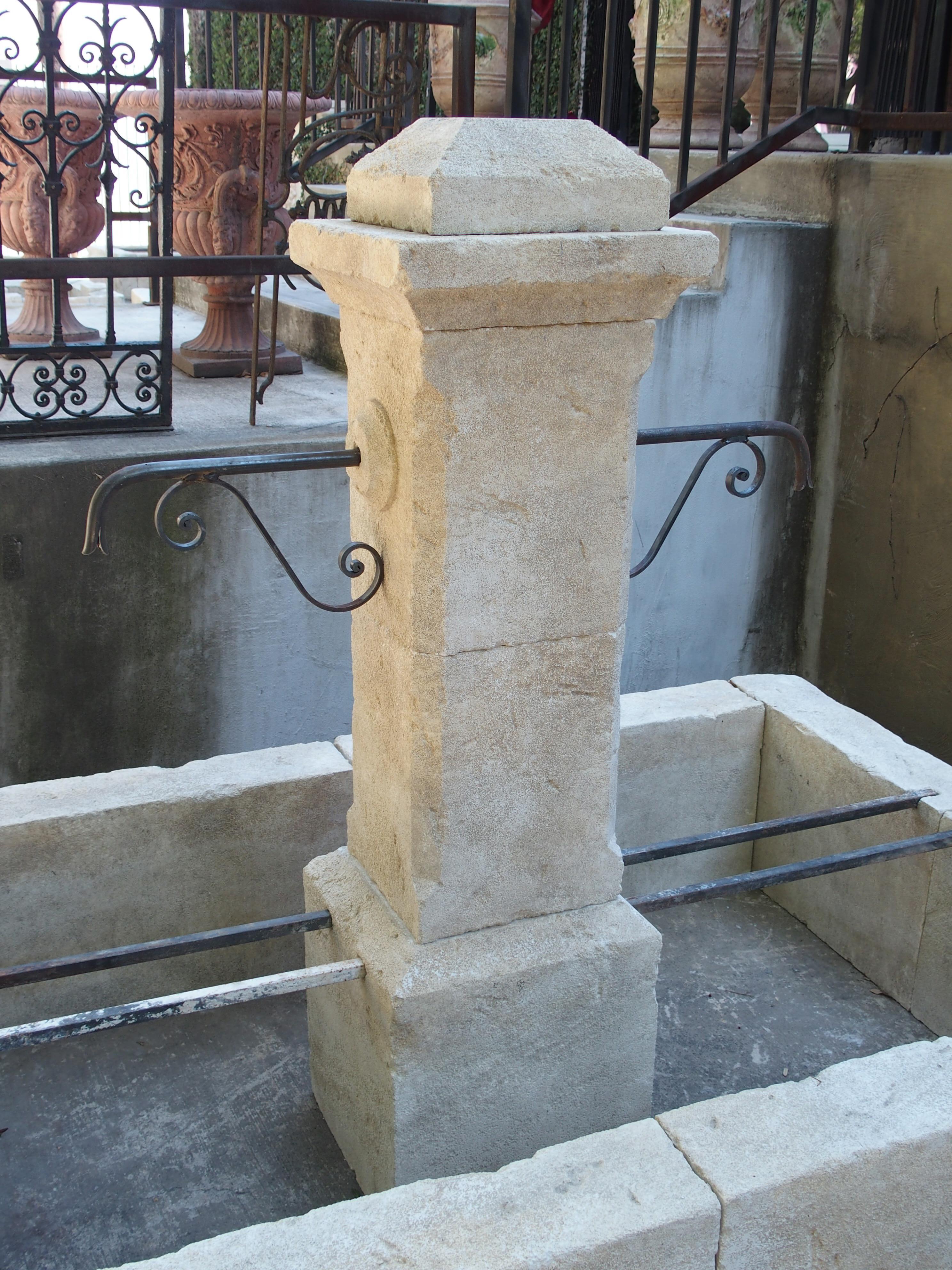 Rectangular 2-Spout Limestone Center Fountain from Provence at 1stDibs
