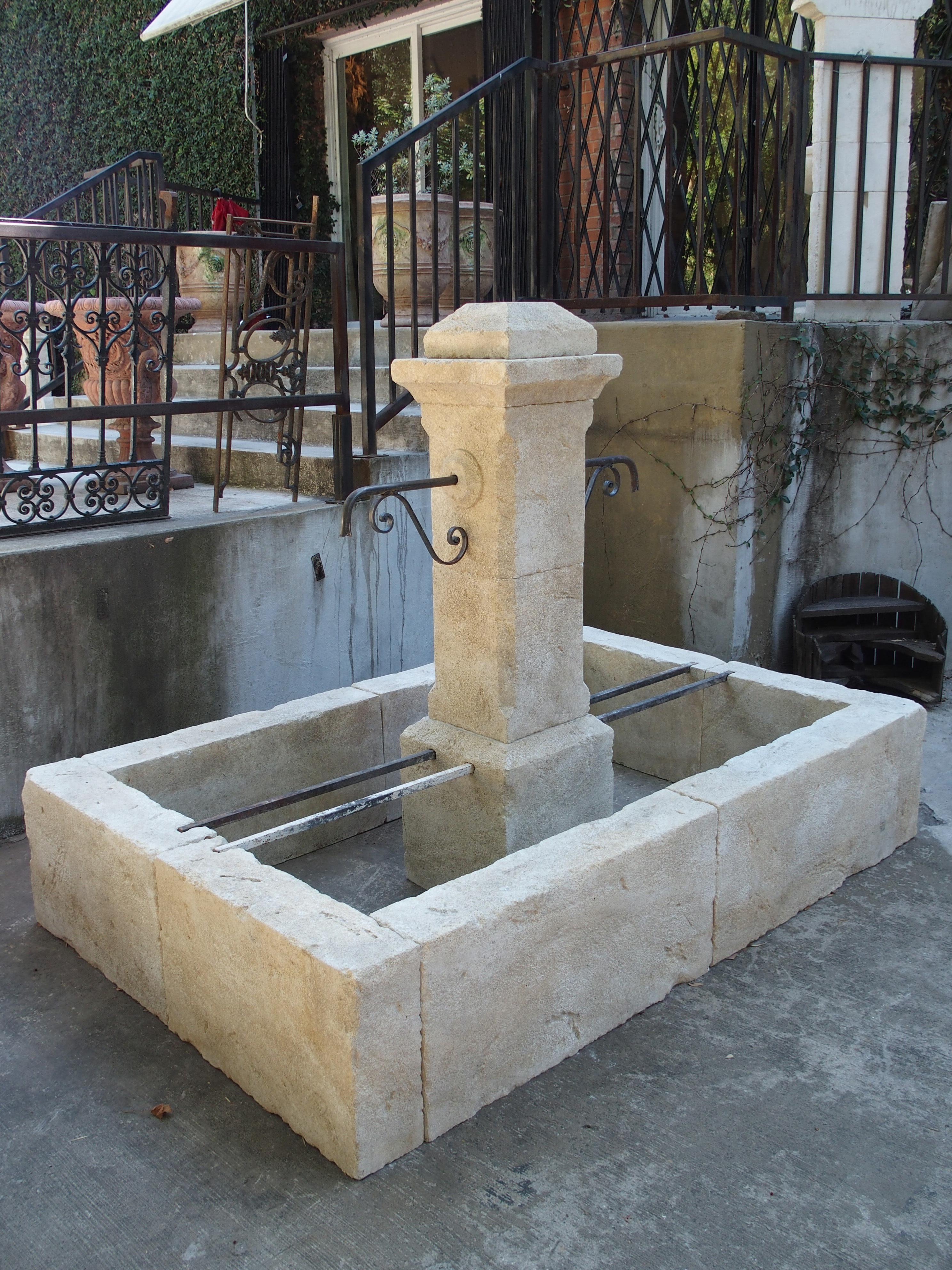 Rectangular 2-Spout Limestone Center Fountain from Provence at 1stDibs