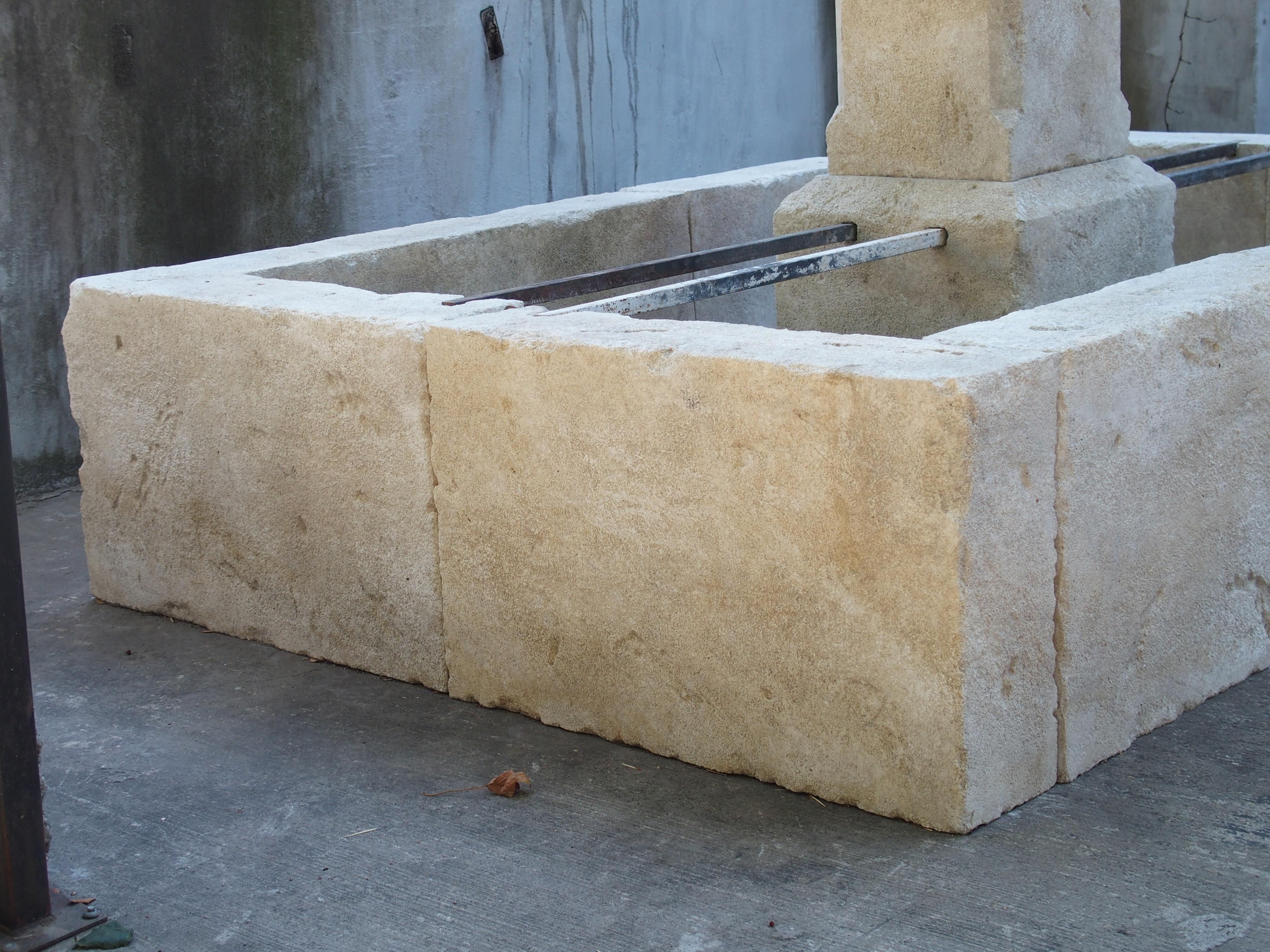 Rectangular 2-Spout Limestone Center Fountain from Provence at 1stDibs