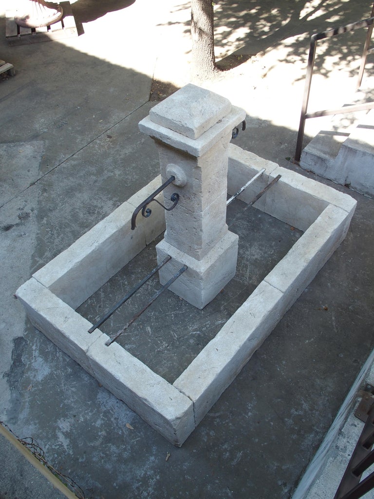 Rectangular 2-Spout Limestone Center Fountain from Provence at 1stDibs
