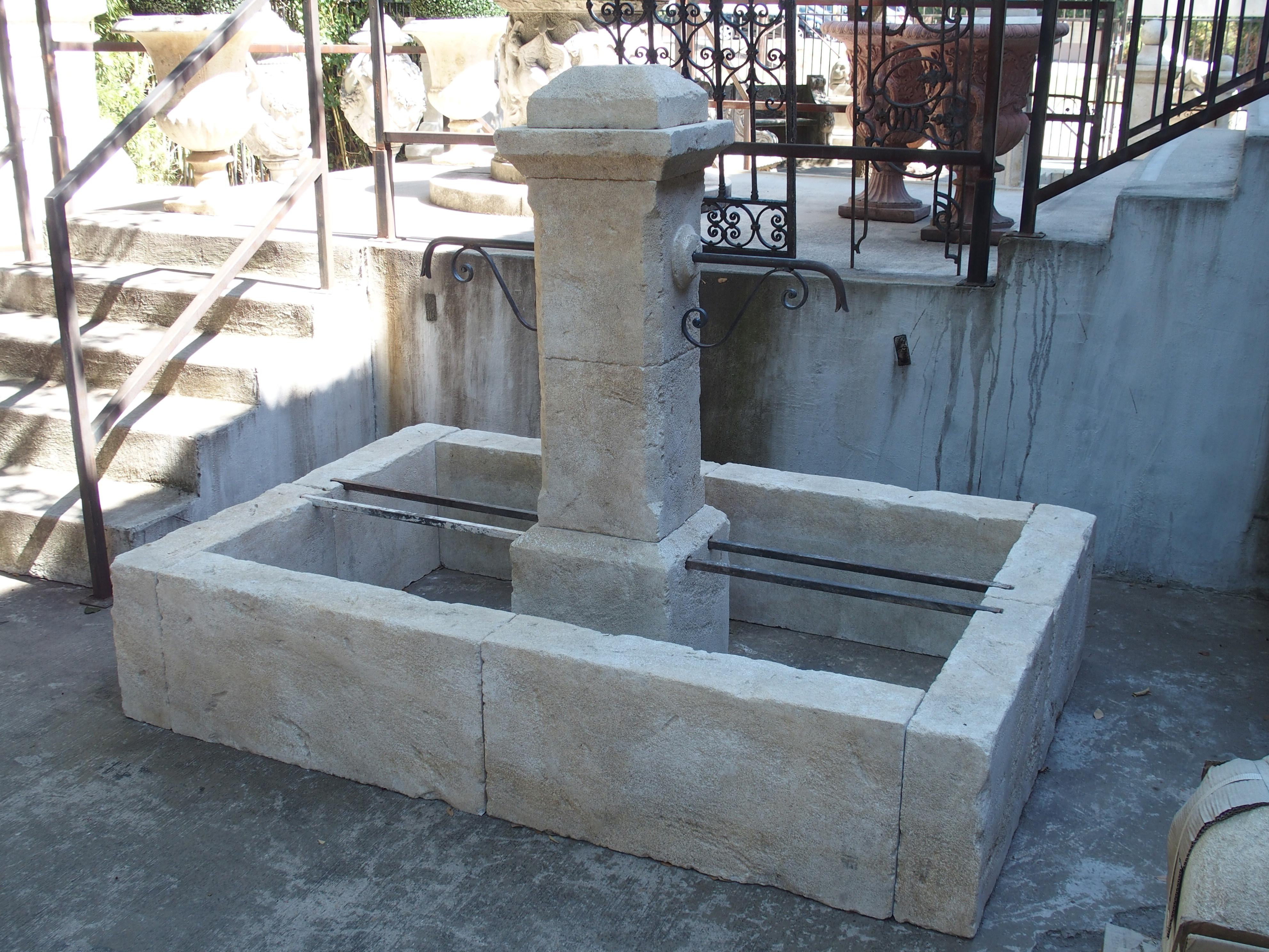 Rectangular 2-Spout Limestone Center Fountain from Provence at 1stDibs
