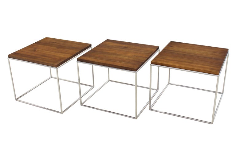 Rectangular 4 Pieces Nesting Solid Stainless Chrome Legs Coffee Table ...