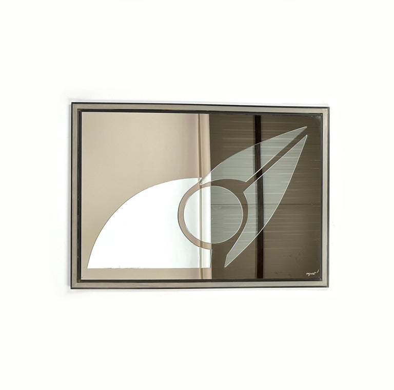 Rectangular Abstract Wall Mirror by Romeo Rega for Nazaret, Italy 1970s ...