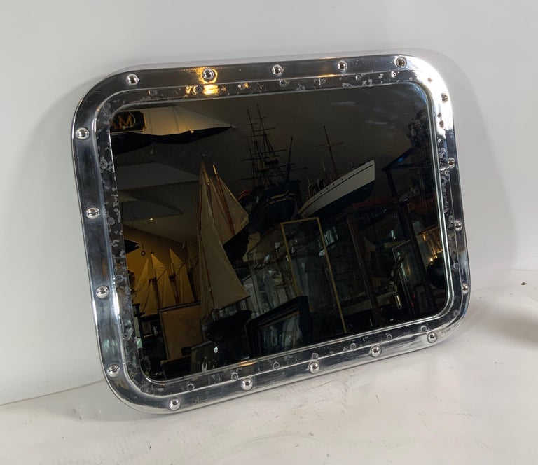 Rectangular Aluminum Ship's Porthole Mirror For Sale at 1stDibs