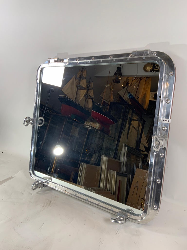 Rectangular Aluminum Ship's Porthole Mirror For Sale at 1stDibs
