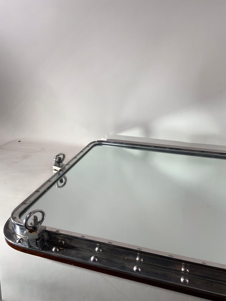 Rectangular Aluminum Ship's Porthole Mirror For Sale at 1stDibs