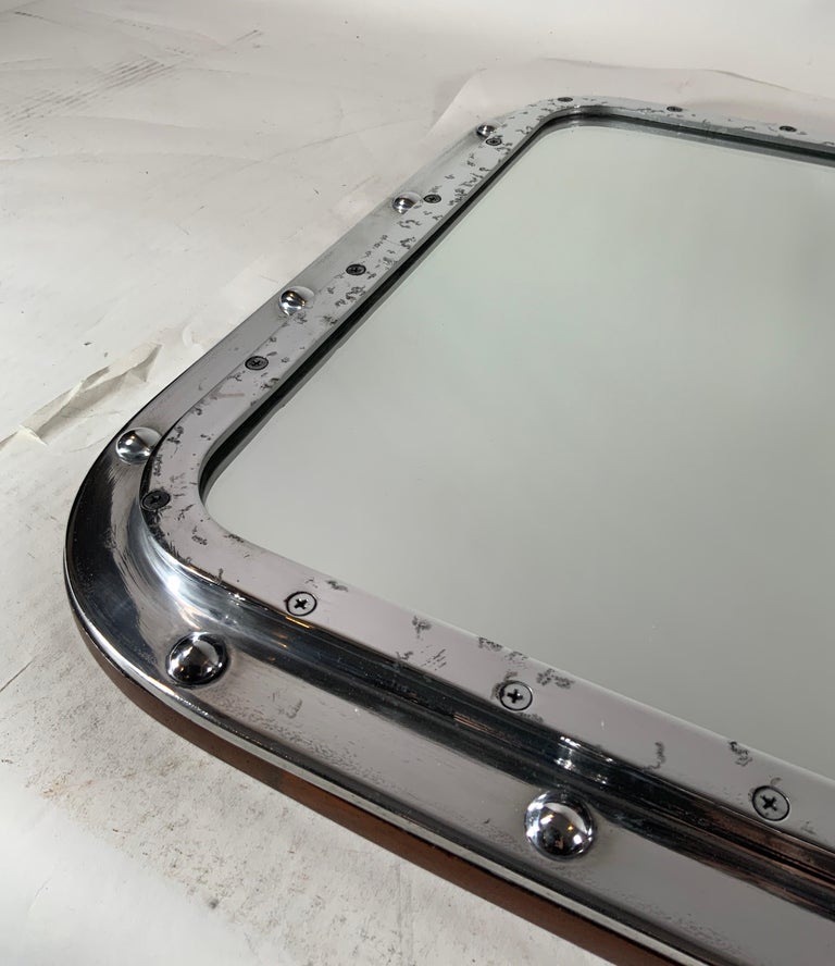 Rectangular Aluminum Ship's Porthole Mirror For Sale at 1stDibs