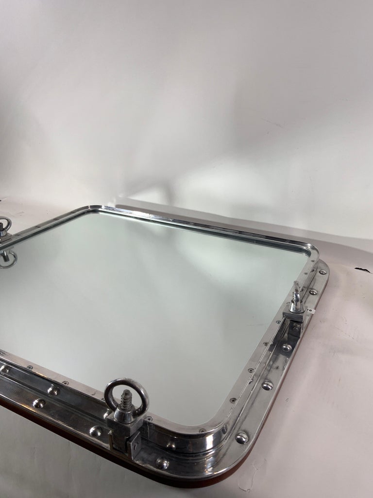 Rectangular Aluminum Ship's Porthole Mirror For Sale at 1stDibs