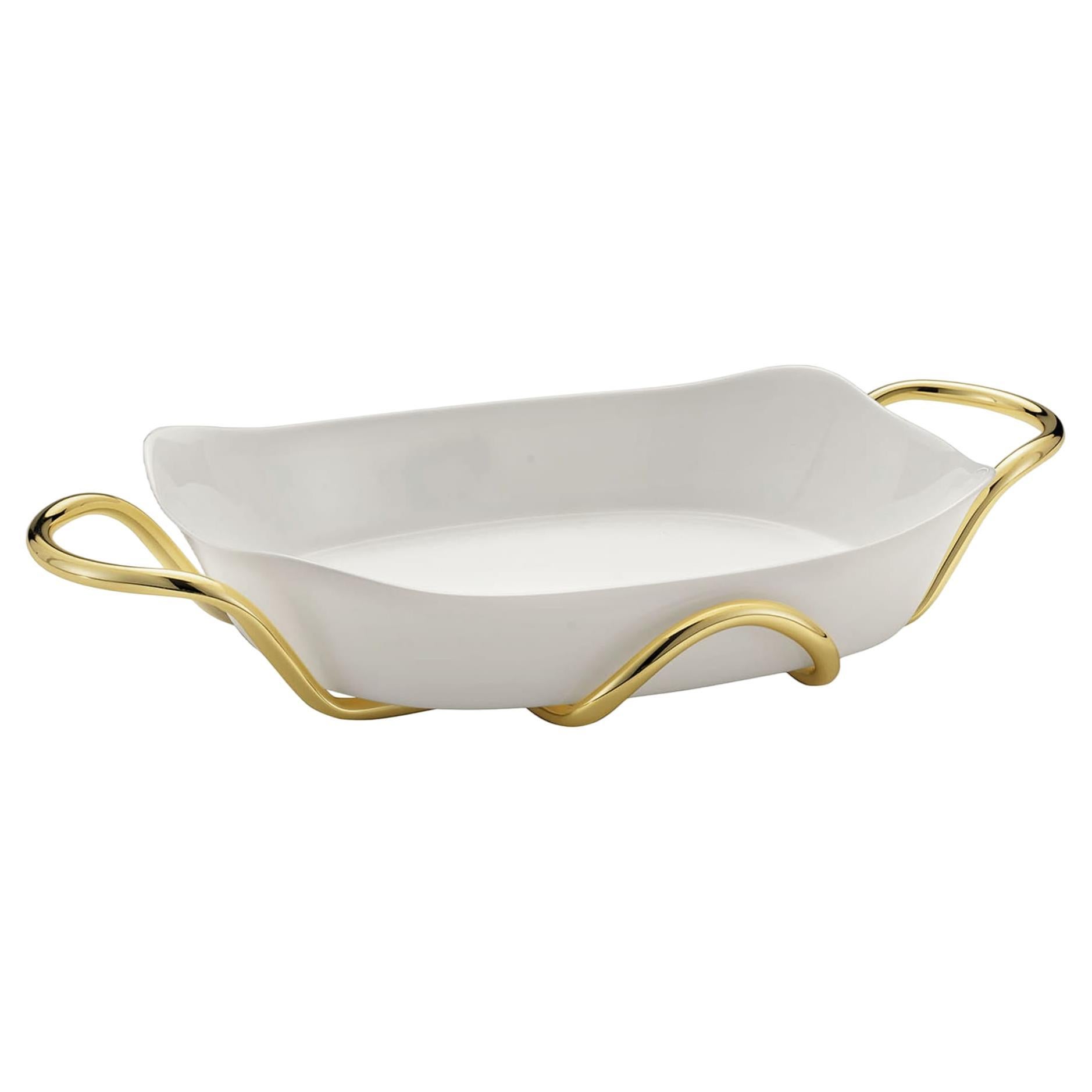 Round Baking Dish with Golden Holder by Itamar Harari For Sale at 1stDibs