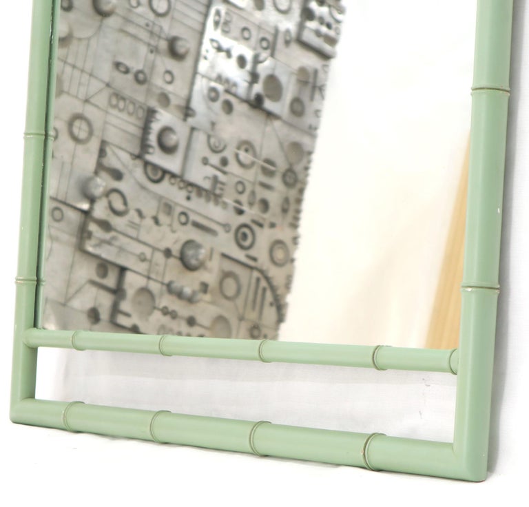 Rectangular Blue Lacquer Faux Bamboo Mirror by Kittinger Mandarin ...