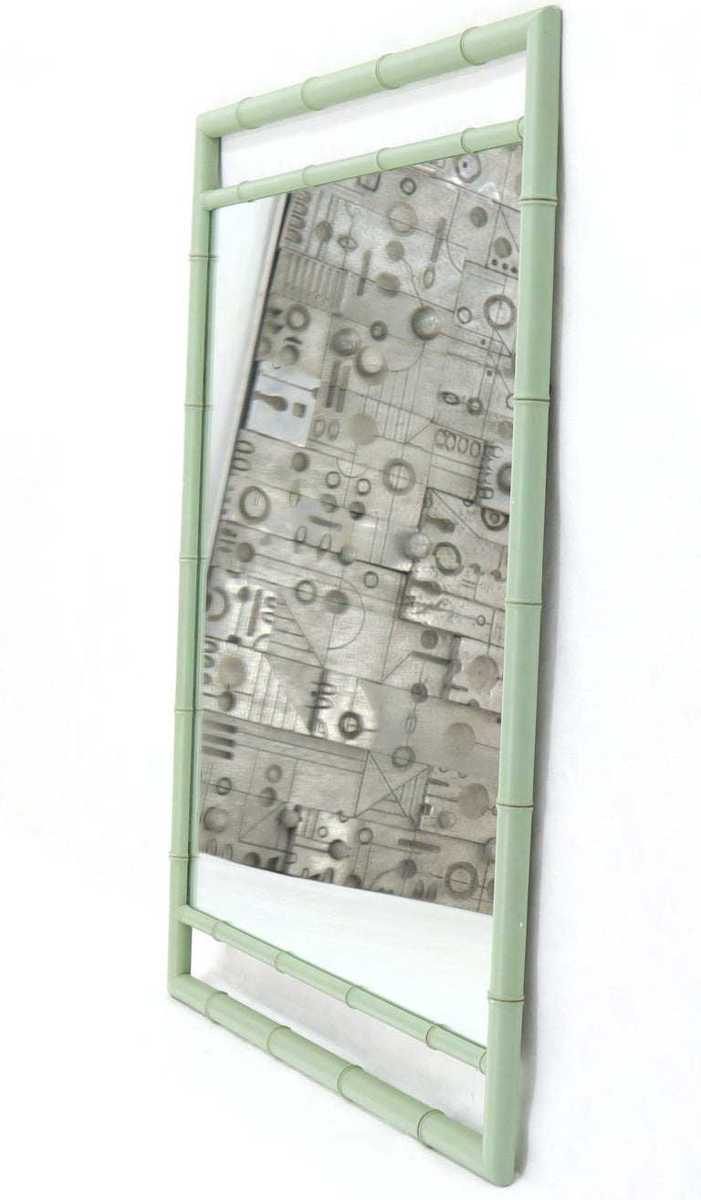 Rectangular Blue Lacquer Faux Bamboo Mirror by Kittinger Mandarin ...