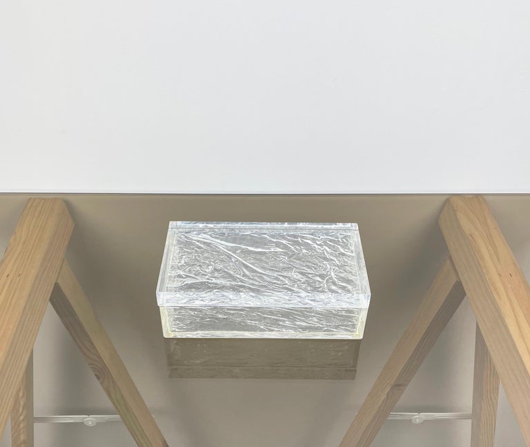 Rectangular Box Ice Effect Lucite, Willy Rizzo Style, Italy, 1970s For ...