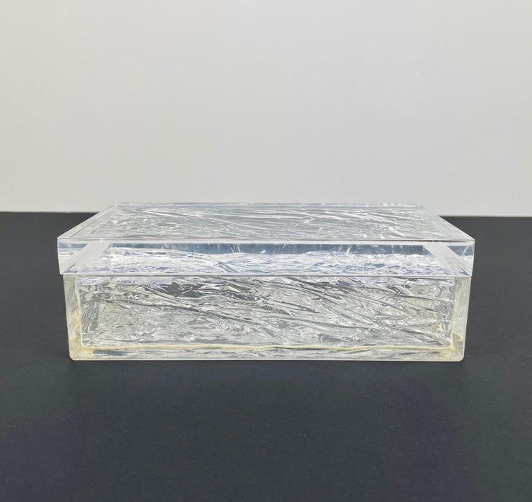 Rectangular Box Ice Effect Lucite, Willy Rizzo Style, Italy, 1970s For ...