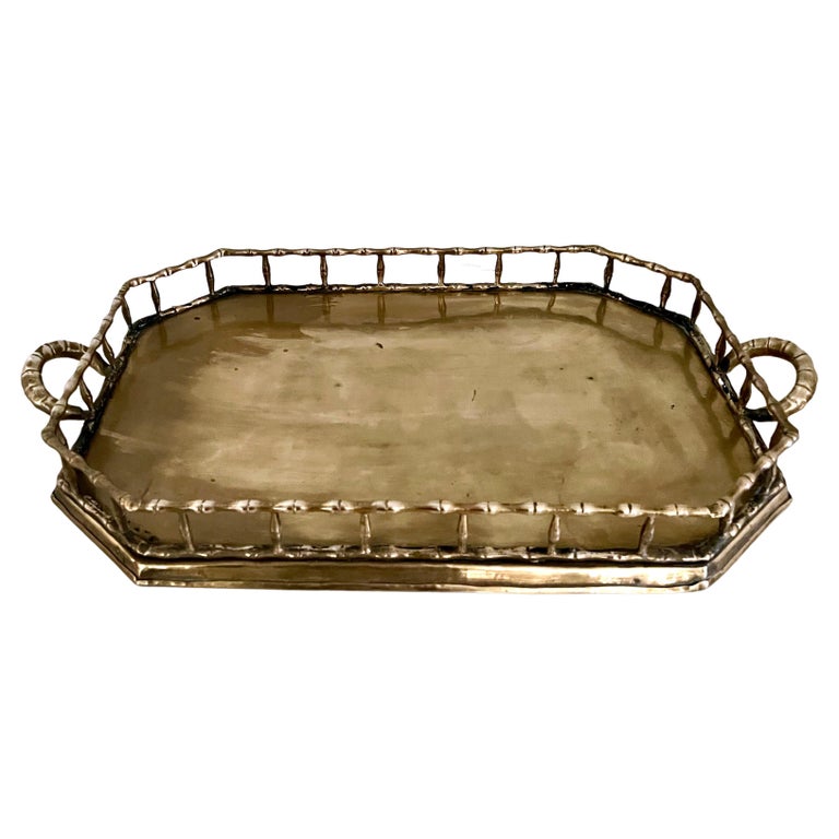 Rectangular Brass Bamboo Tray in the Style of Ralph Lauren at 1stDibs