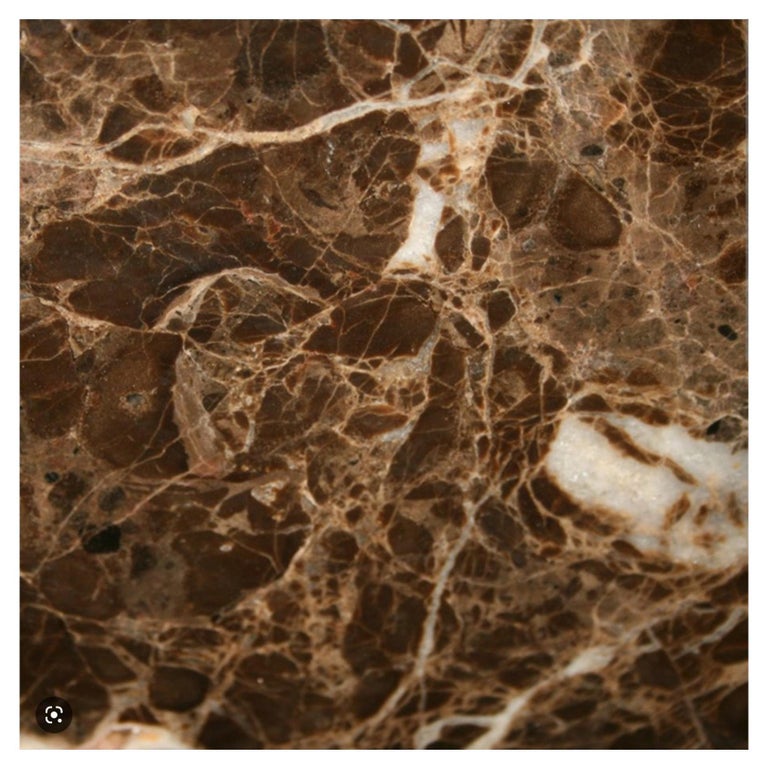 Rectangular Brown Marble and Walnut Center Coffee Table For Sale at 1stDibs