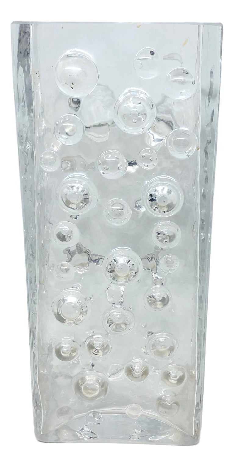 Rectangular Bubble Glass Vase by WMF Glas in Clear Color, circa 1970s ...