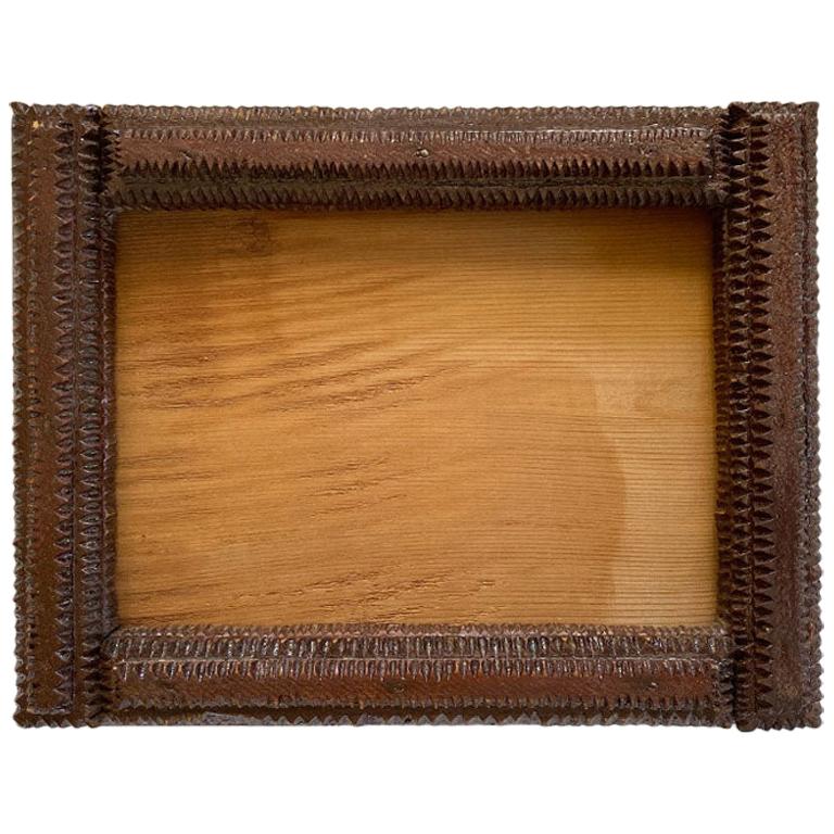 Rectangular Carved Wood Tramp Art or Prison Art Hanging Photo Frame ...
