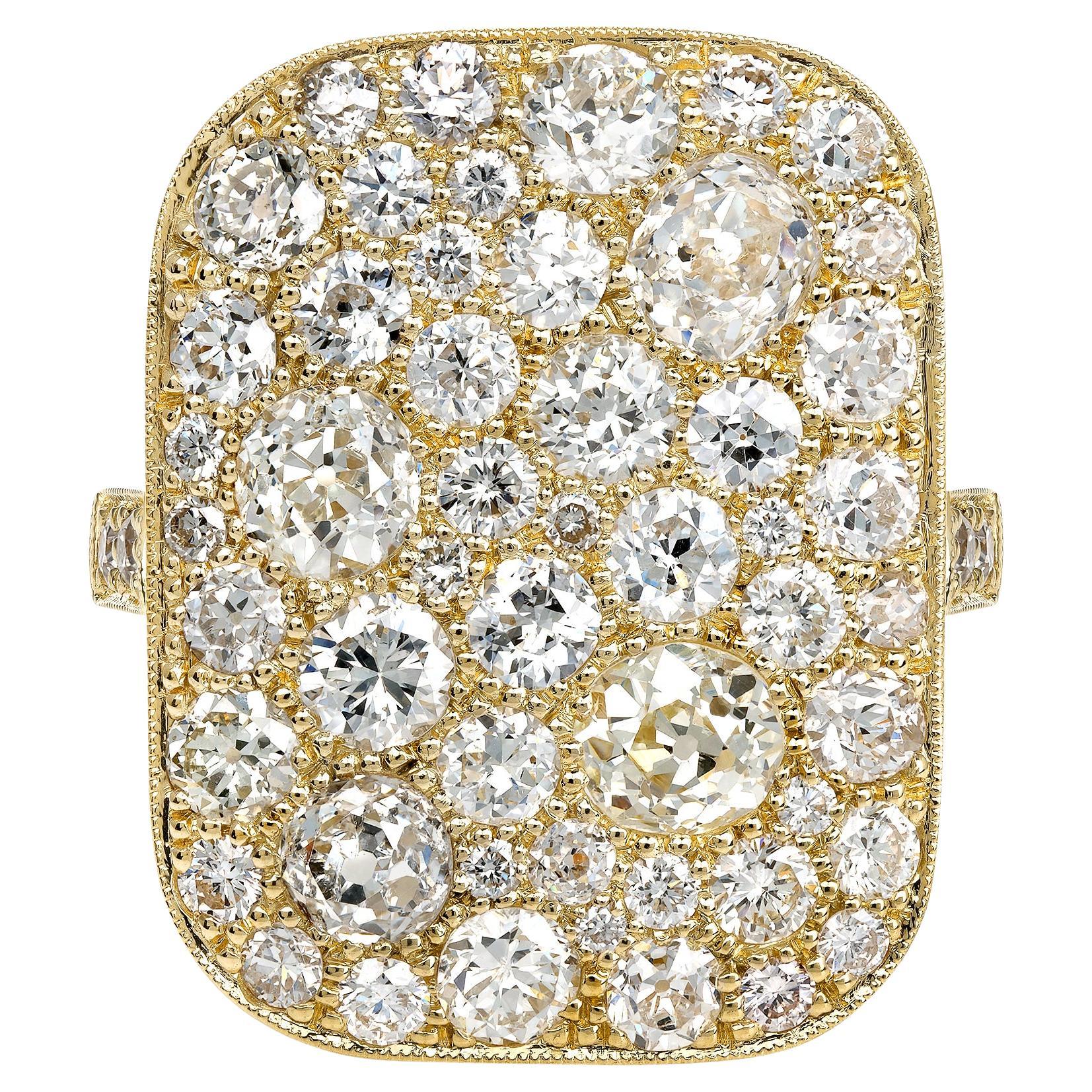 Ruby Diamond Gold Rectangle Cobblestone Ring at 1stDibs | h shtern