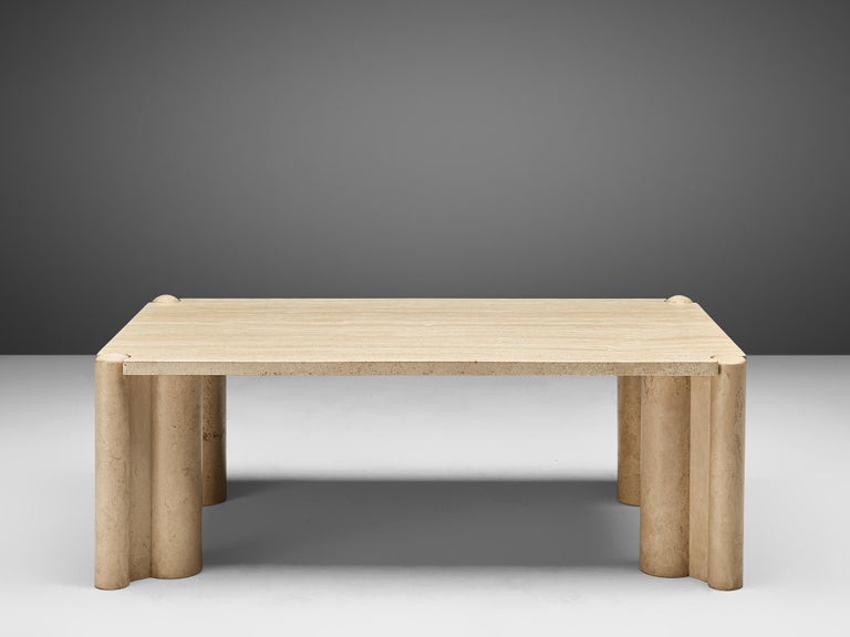 Rectangular Coffee Table in Travertine For Sale at 1stDibs