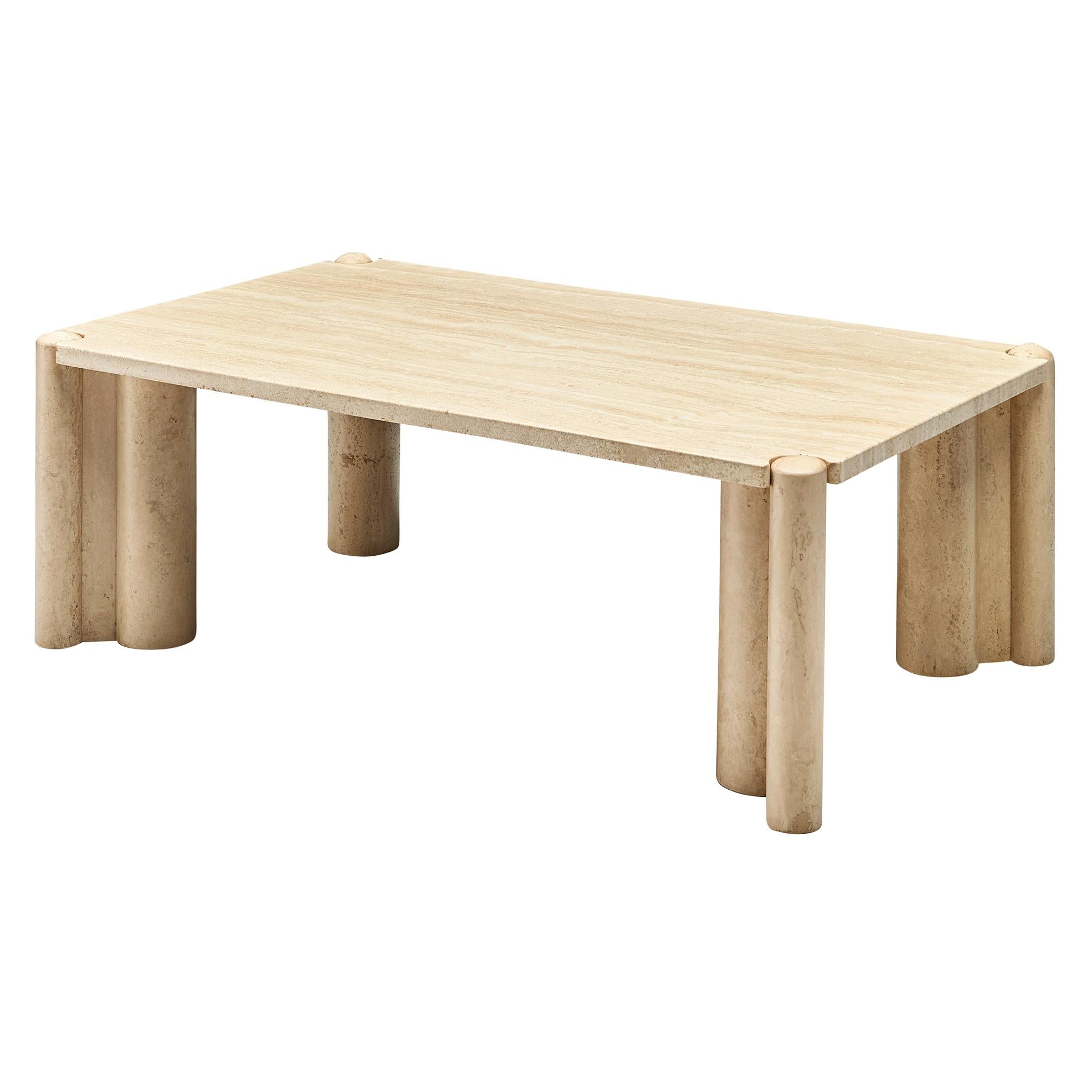 Rectangular Coffee Table in Travertine For Sale at 1stDibs