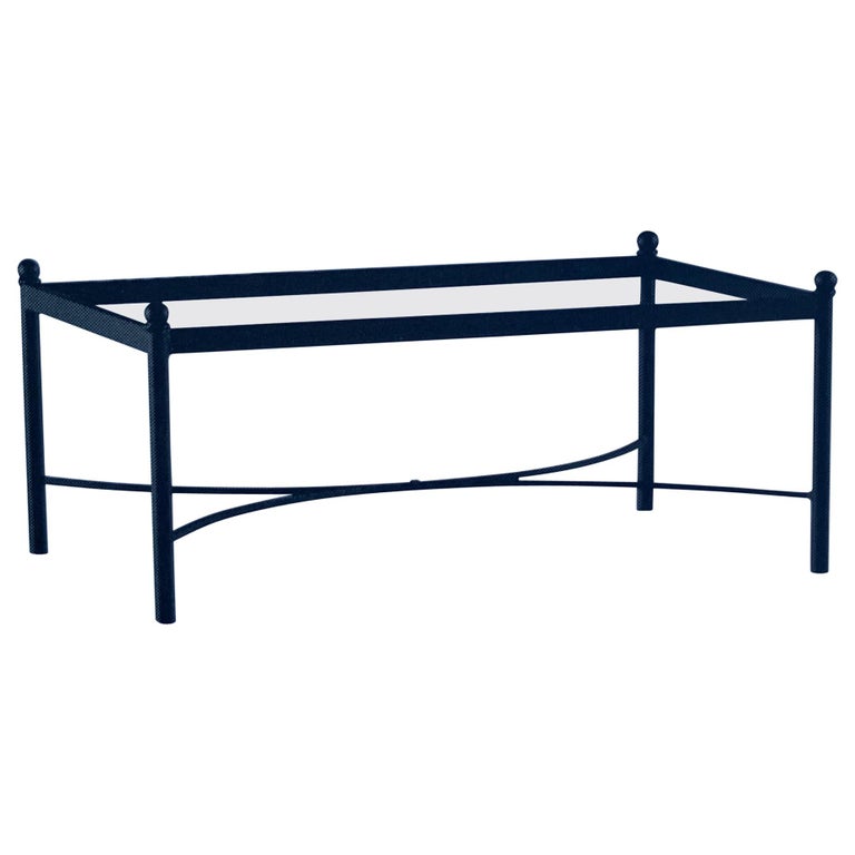 Rectangular Coffee Table with Metal Structure and Glass Top For Sale at ...