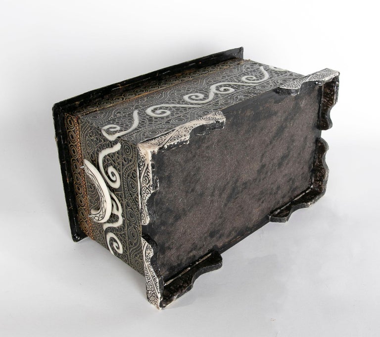 Rectangular Decorative Box with Lid and Circular Motifs For Sale at 1stDibs