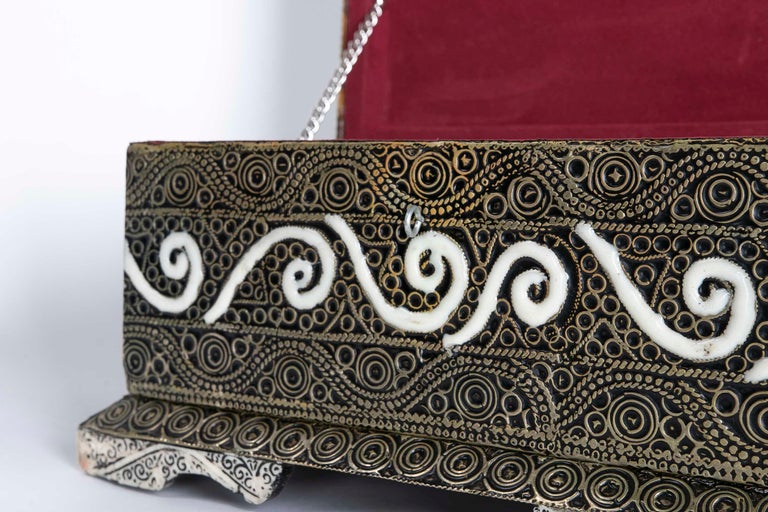 Rectangular Decorative Box with Lid and Circular Motifs For Sale at 1stDibs