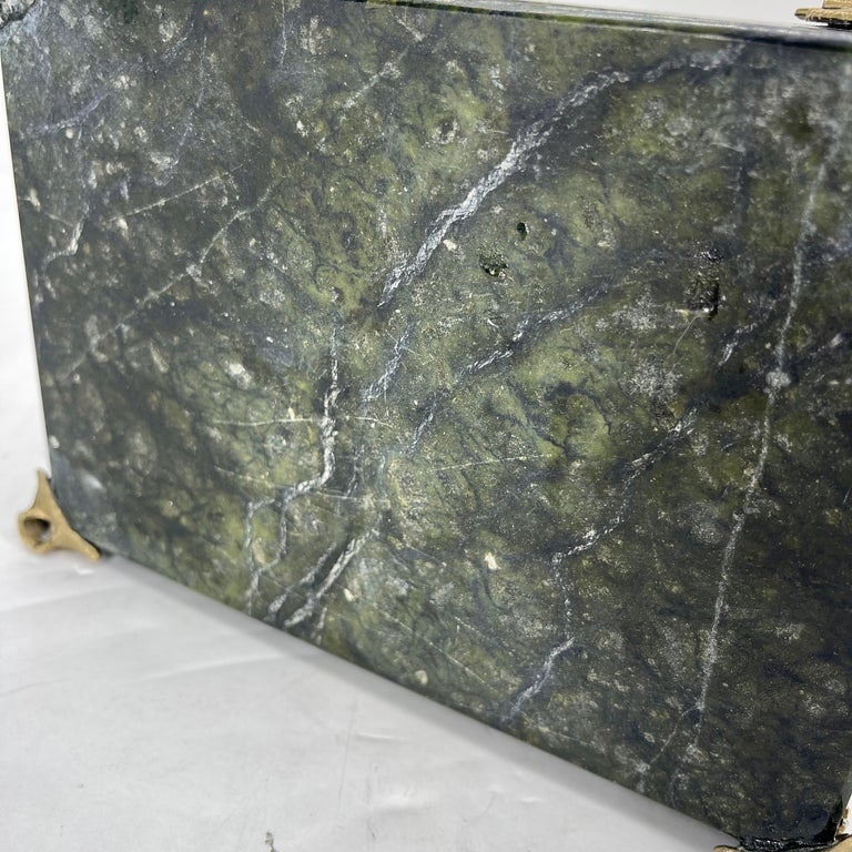 Rectangular Deep Forrest Green Marble and Bronze Jewelry Box, Italian ...
