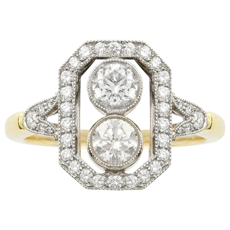Rectangular Diamond Plaque Ring For Sale at 1stDibs