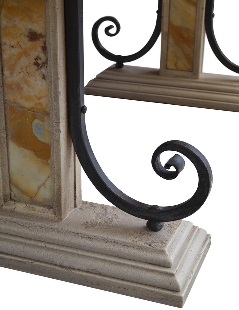 Rectangular Dining Table Inalied Marbles Wrought Iron Details Antique ...