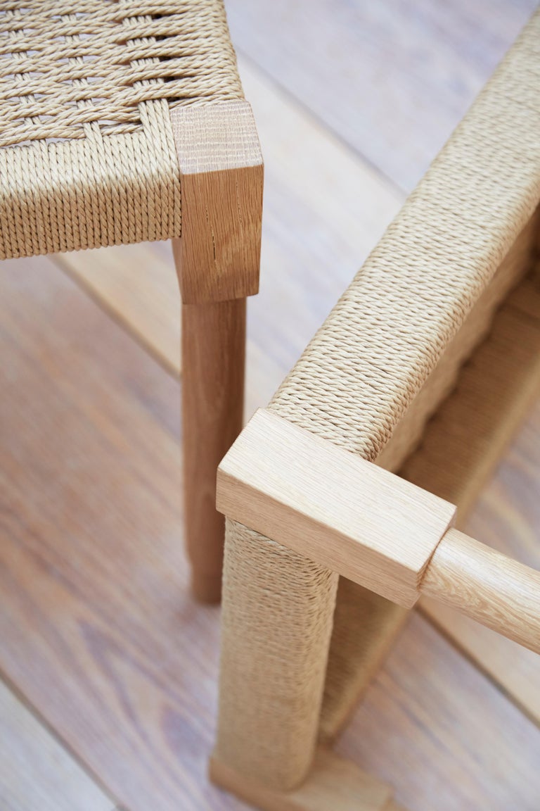 Rectangular Field Stool in White Oak with Danish Cord For Sale at 1stDibs