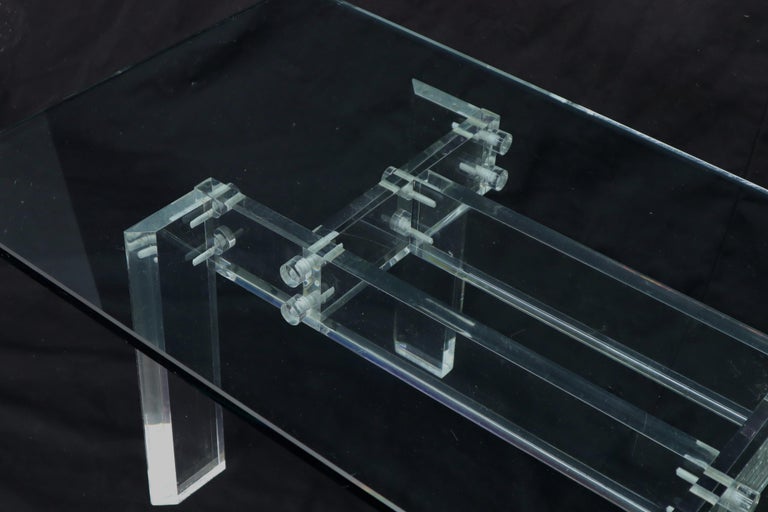 Rectangular Glass top Lucite Base Coffee Table For Sale at 1stDibs ...