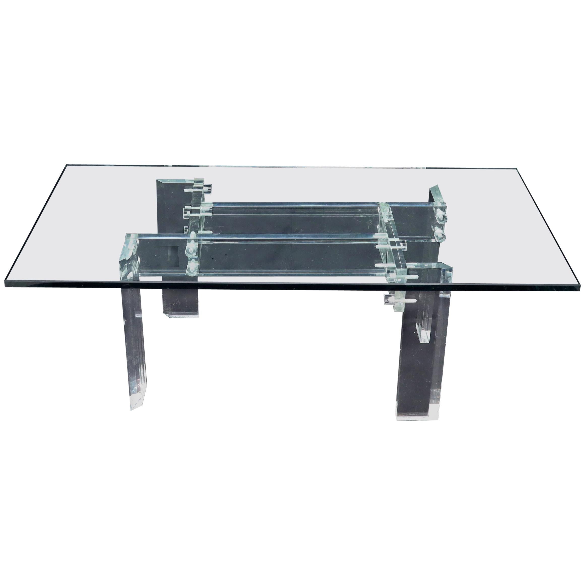 Glass Top X Base Coffee Table For Sale at 1stdibs