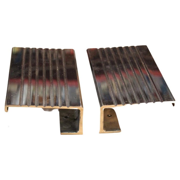 Rectangular Handles with Grooves in Chromed Aluminum Italy Design 1960s ...