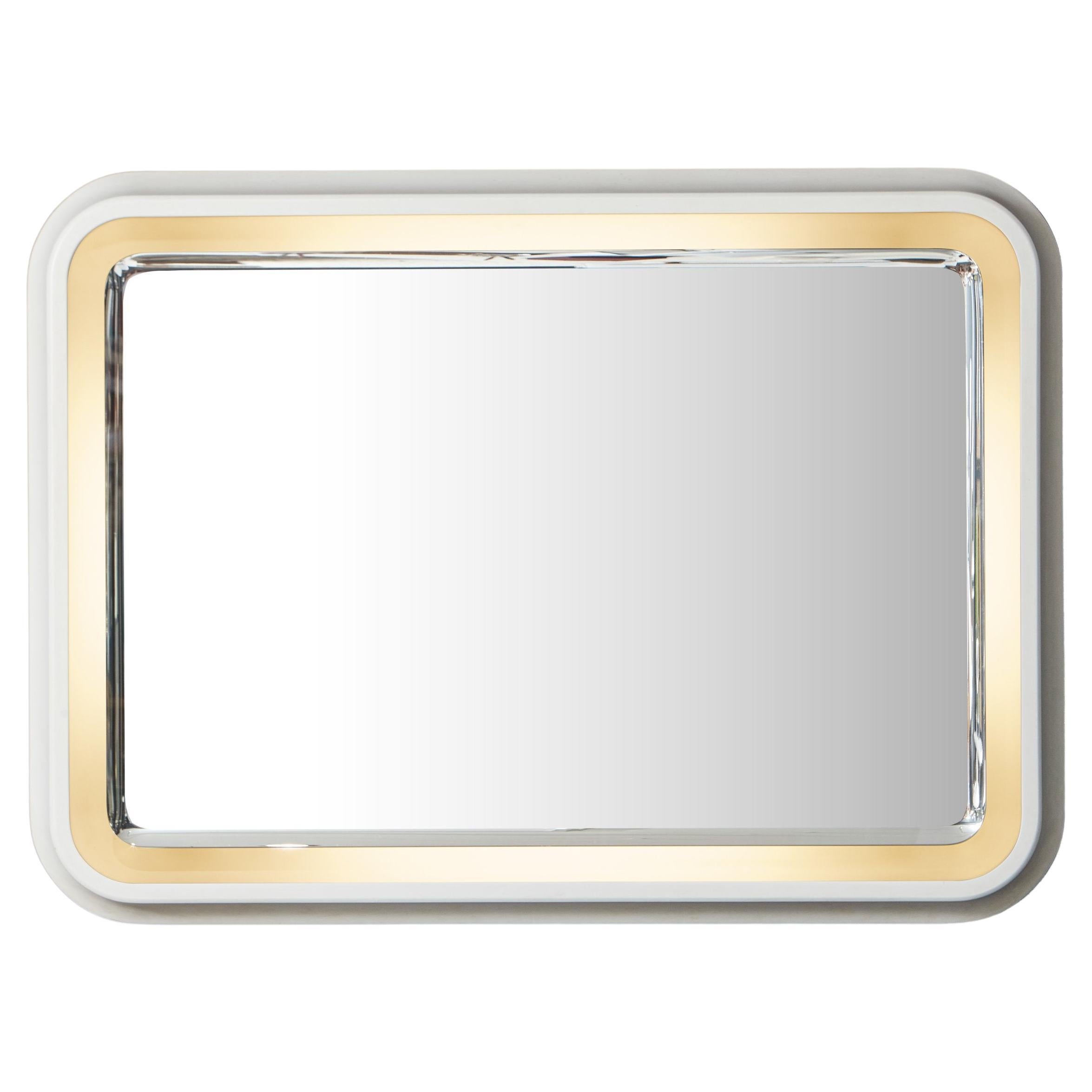 Rectangular Ivory Acrylic Frame Backlit Mirror, Italy 1970s For Sale at ...