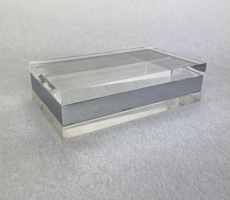Rectangular Lucite and Chrome Box, Italy, 1970s For Sale at 1stDibs